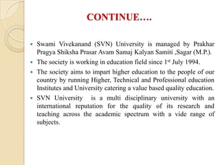 Swami Vivekanand University MP | PPTX
