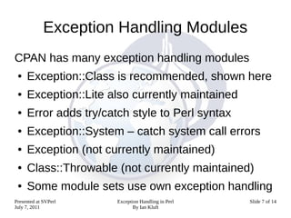 Exception Handling in Perl | PPT
