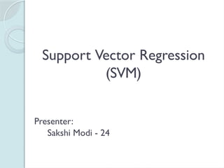 SVR in Machine Learning for machine learning | PPTX