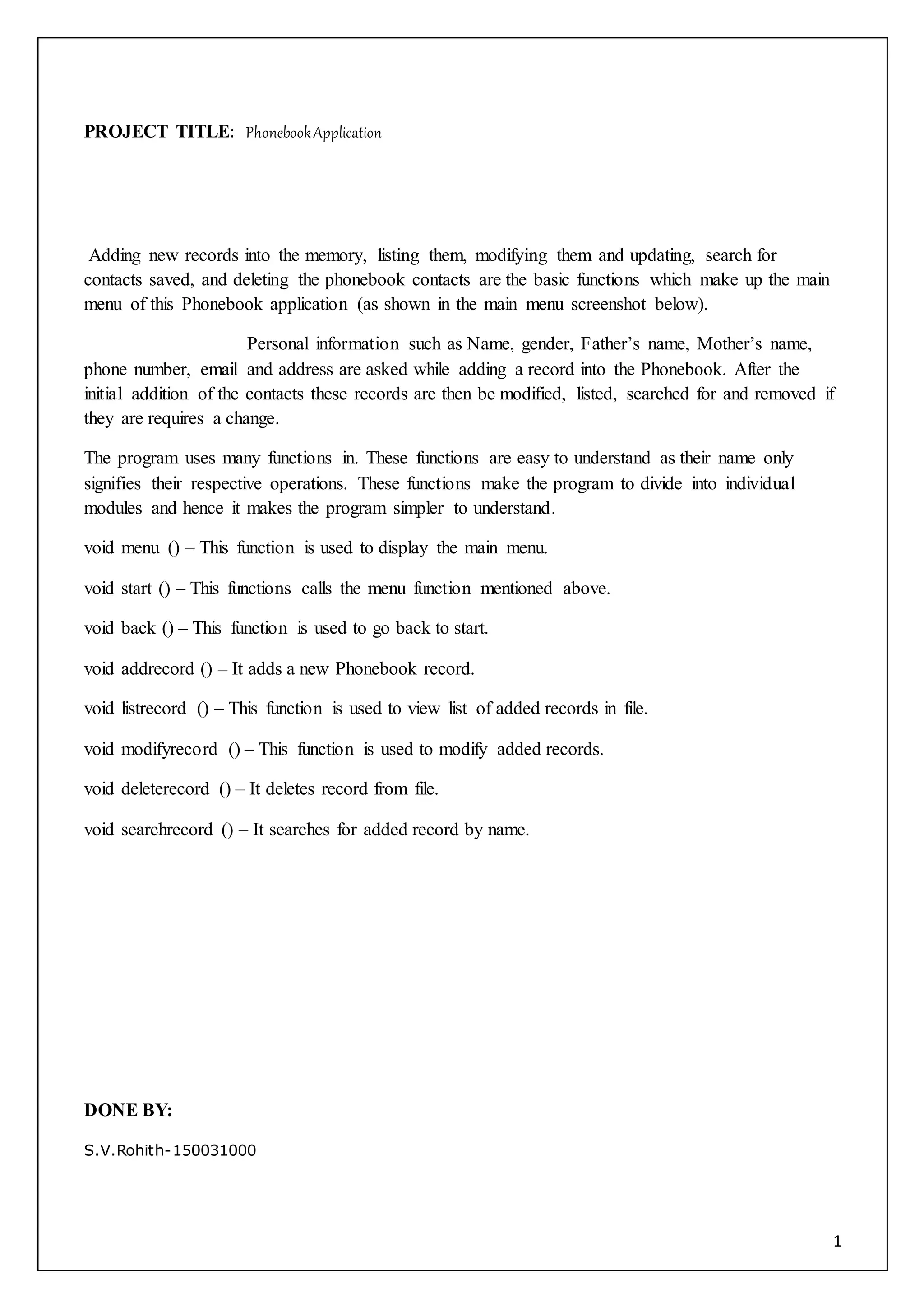 A c program of Phonebook application | DOCX