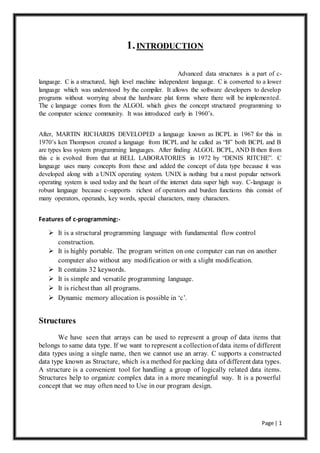 A project on advanced C language | PDF