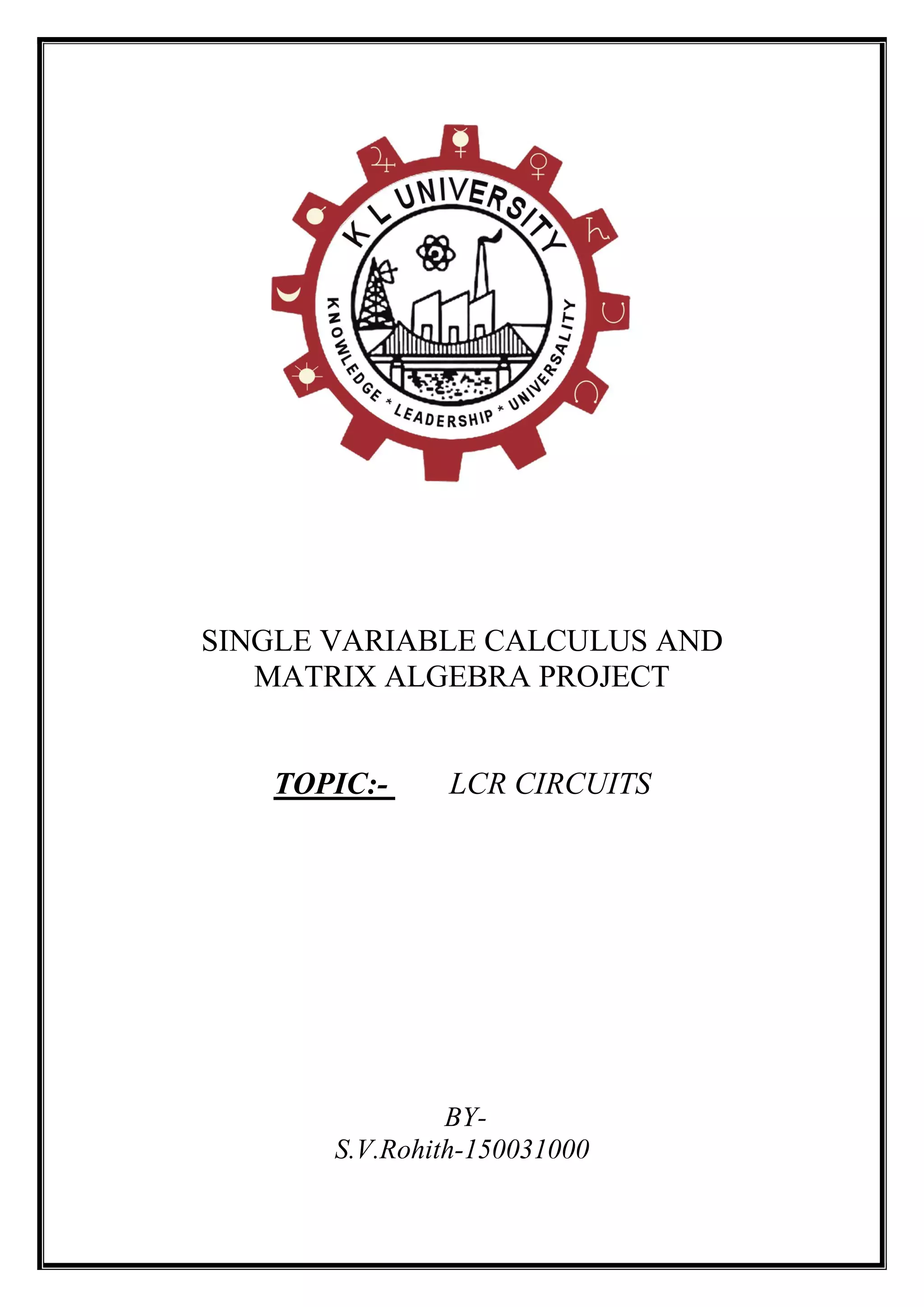 A MATLAB project on LCR circuits | PDF
