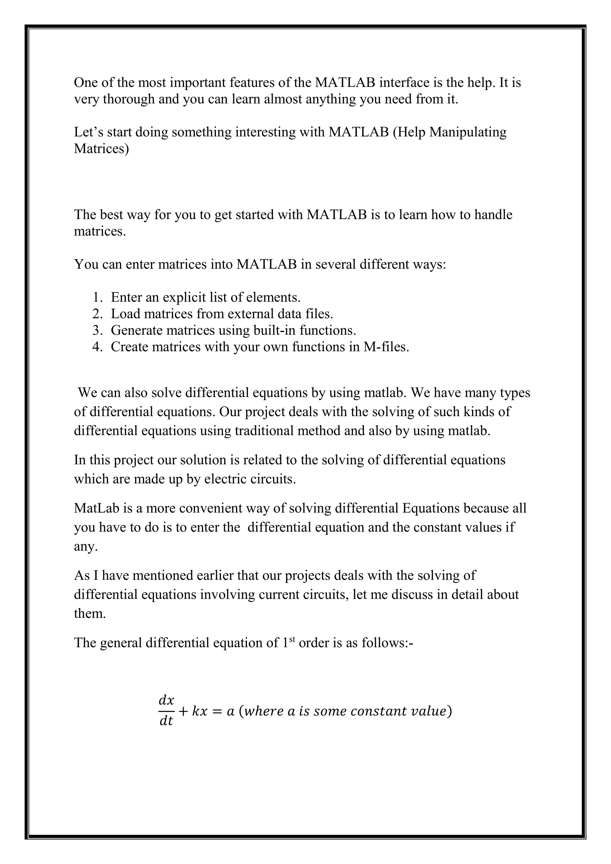 A MATLAB project on LCR circuits | PDF