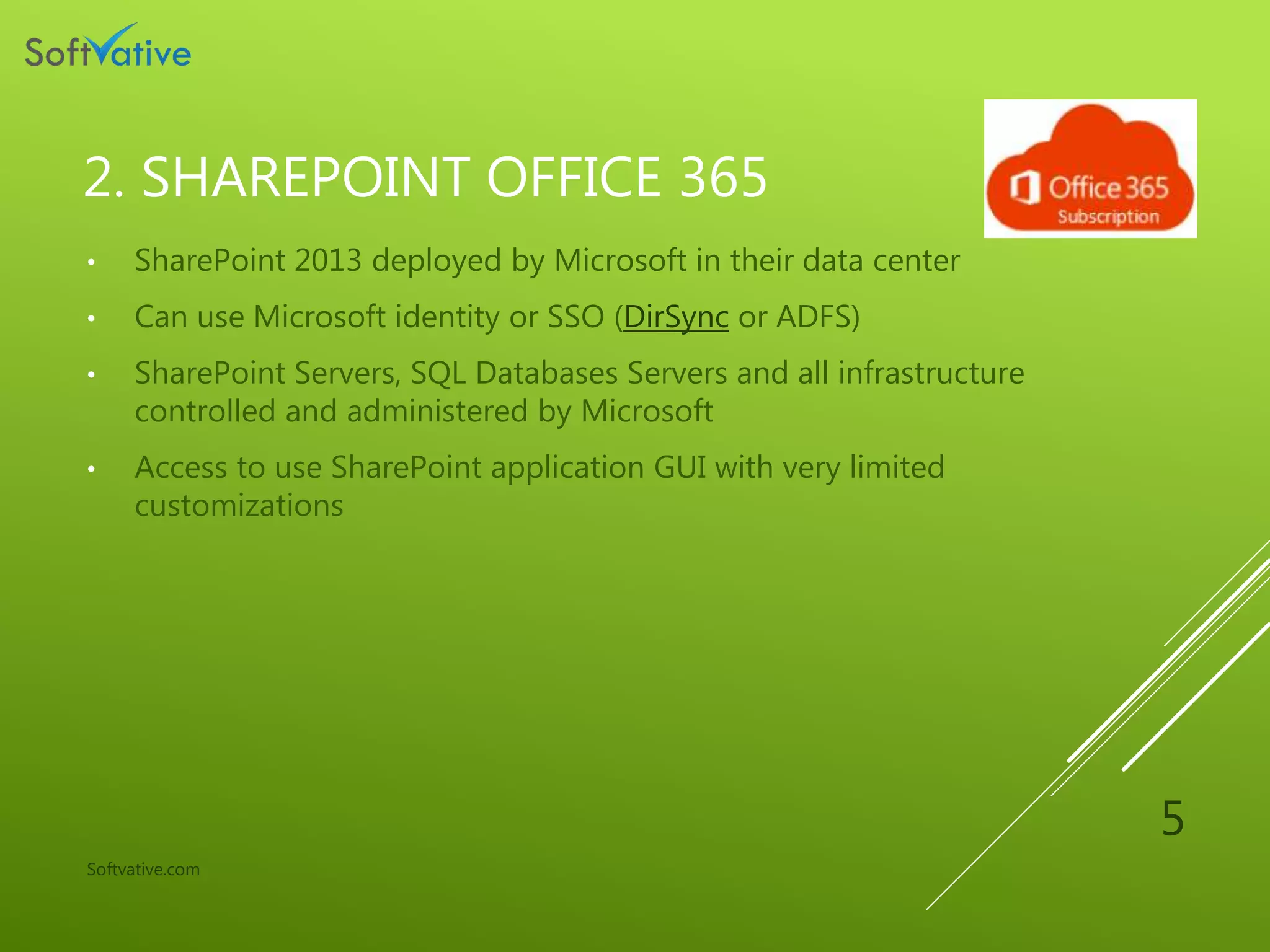 Sharepoint on-premise office365 and hybrid Pros, Cons and Comparison | PPT