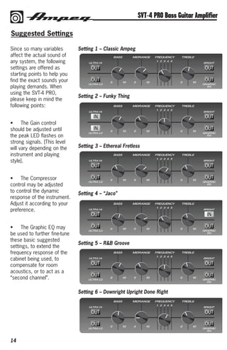 Ampeg SVT4 PRO 1800W Lambalı Bas Gitar Amfi Kafası gitarpazar manul kullanim klavuzu | PDF