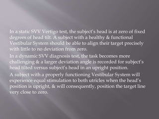 What is Subjective visual vertical diagnosis test (SVV Test)? | PPT