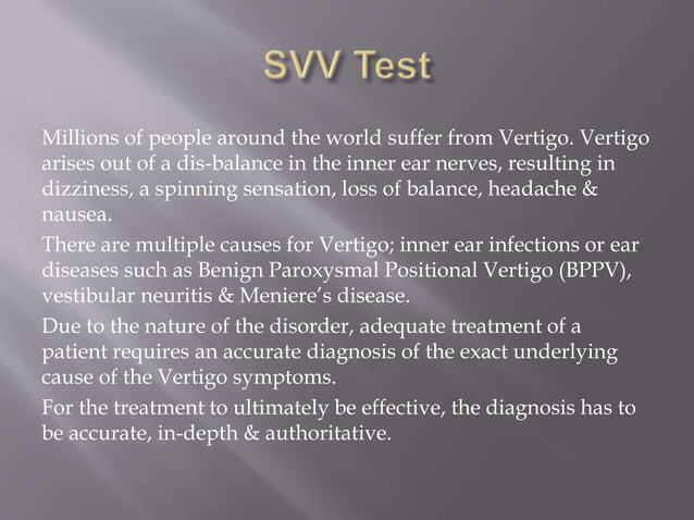What is Subjective visual vertical diagnosis test (SVV Test)? | PPT
