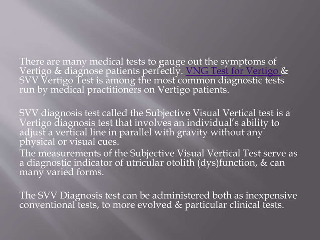What is Subjective visual vertical diagnosis test (SVV Test)? | PPT