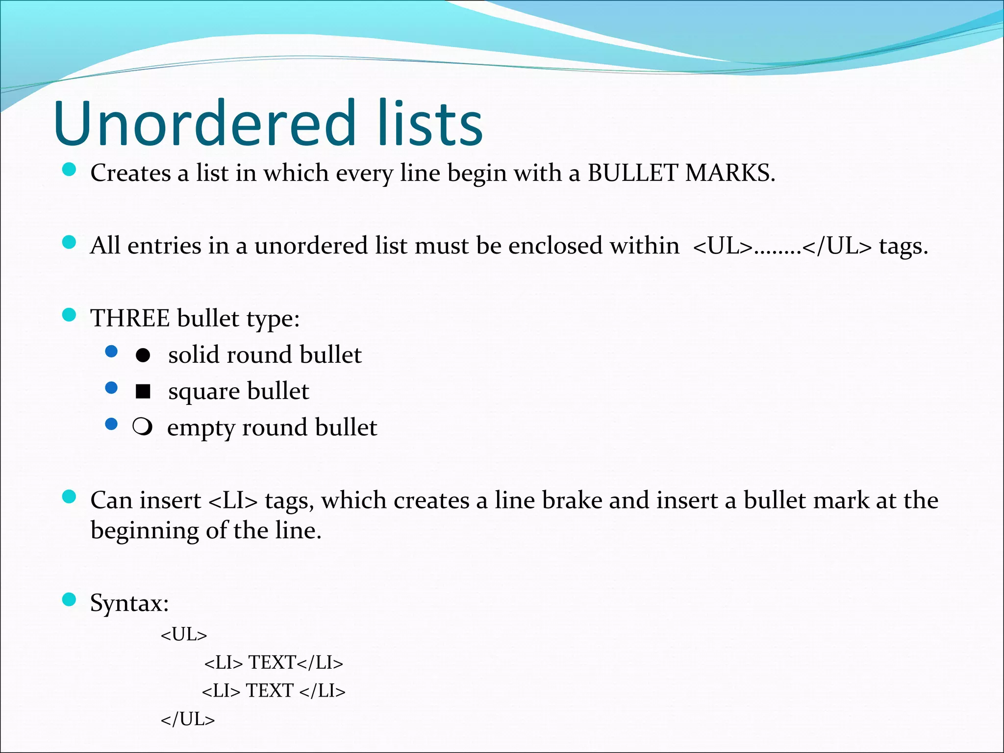 List in webpage | PPT