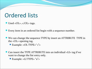 List in webpage | PPT