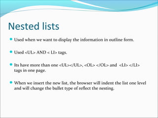 List in webpage | PPT