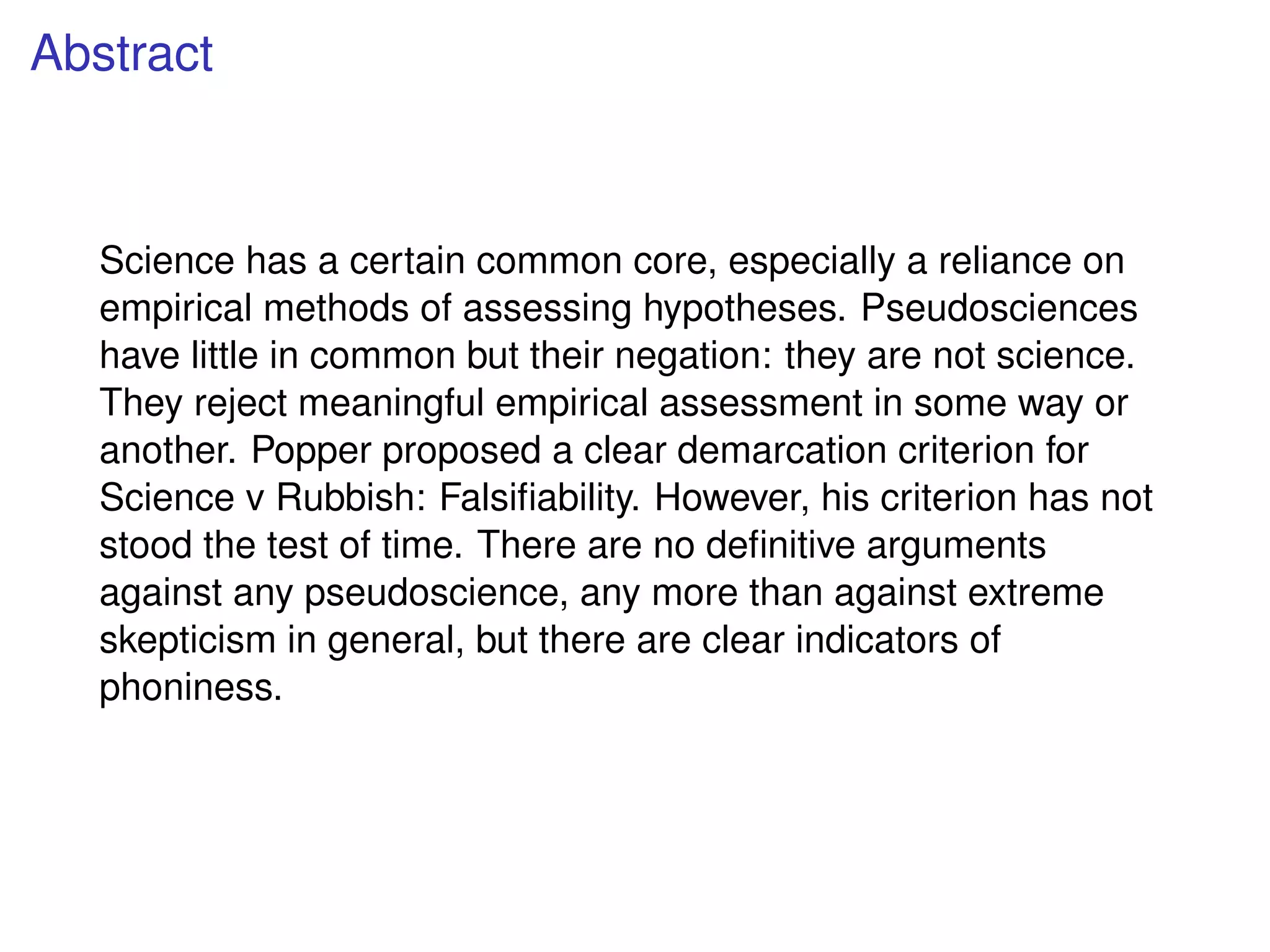Science v Pseudoscience: What’s the Difference? - Kevin Korb | PDF
