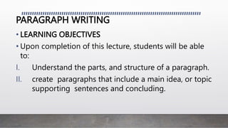 SW-LECTURE 1-PARAGRAPH WRIITNG.pptx