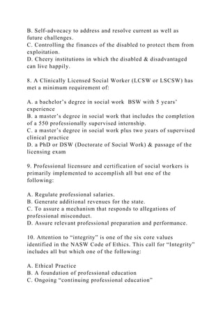 SW205 Introduction to Social Work final exam FA 2014Name.docx