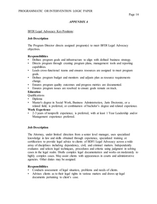 BFDI Legal Advocacy: Programmatic and Intervention Logic Paper | PDF