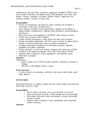 BFDI Legal Advocacy: Programmatic and Intervention Logic Paper | PDF