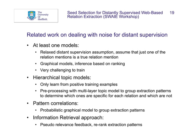 Seed Selection For Distantly Supervised Web Based Relation Extraction Ppt