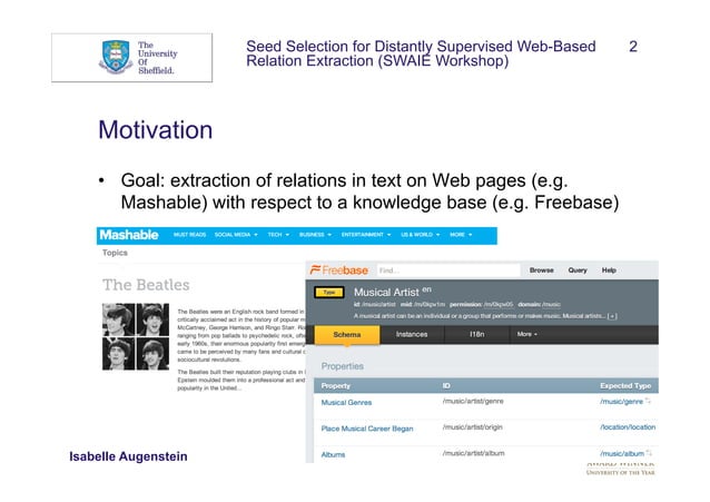 Seed Selection For Distantly Supervised Web Based Relation Extraction Ppt