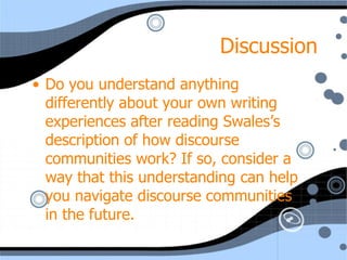 Swales discourse communities | PPT