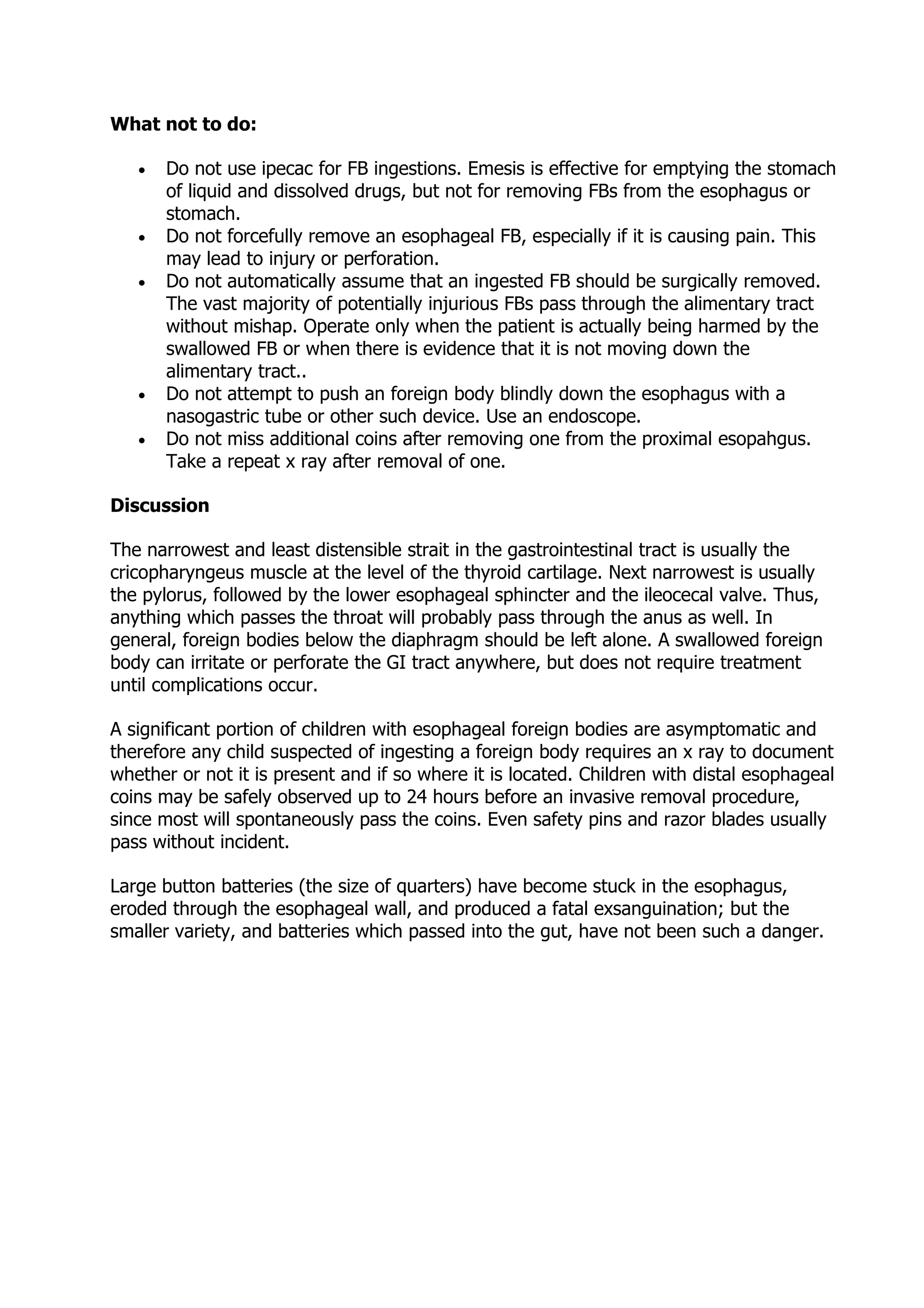 Swallowed Foreign Body | DOC