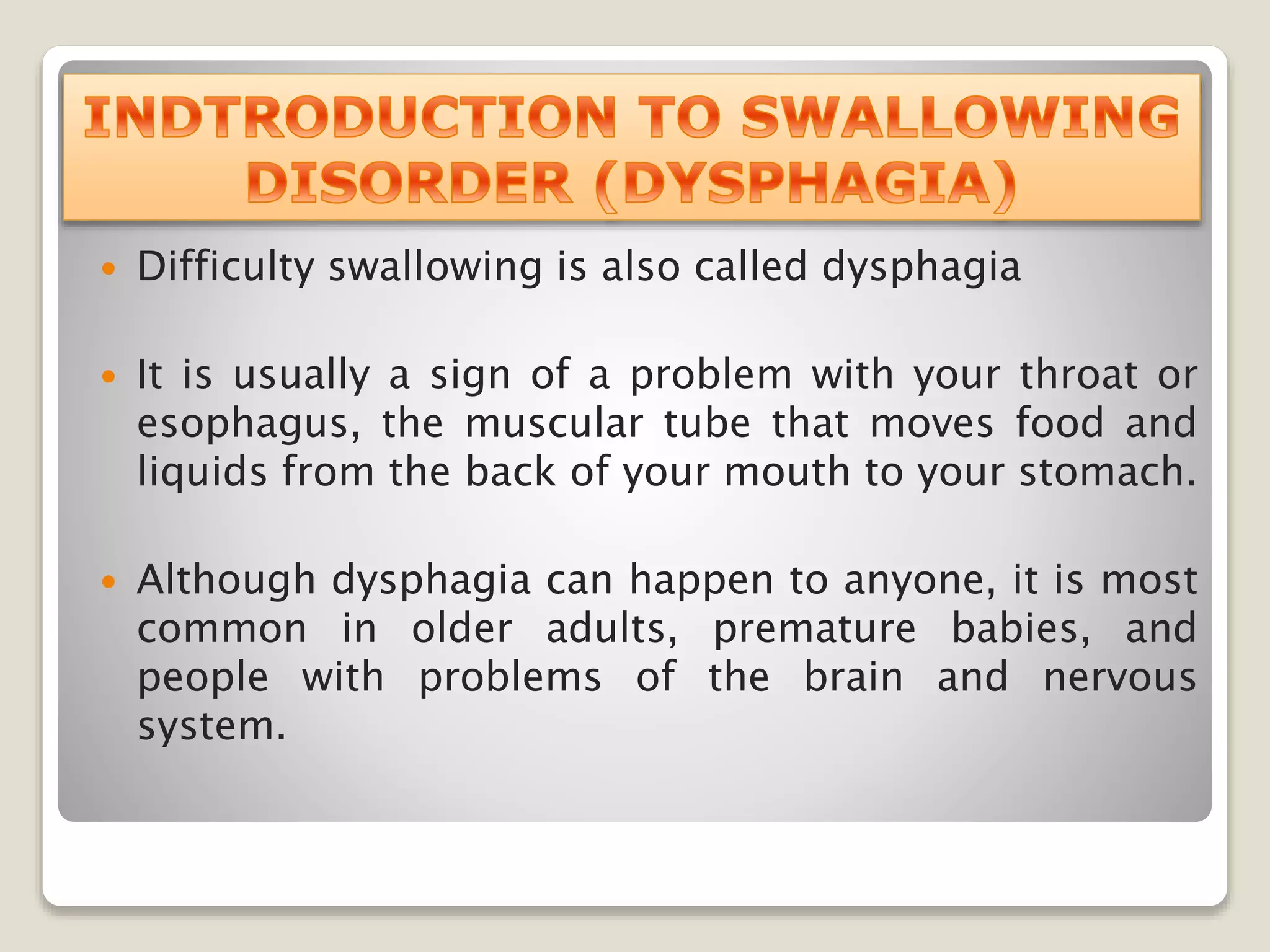 Dysphagia In Children Ppt
