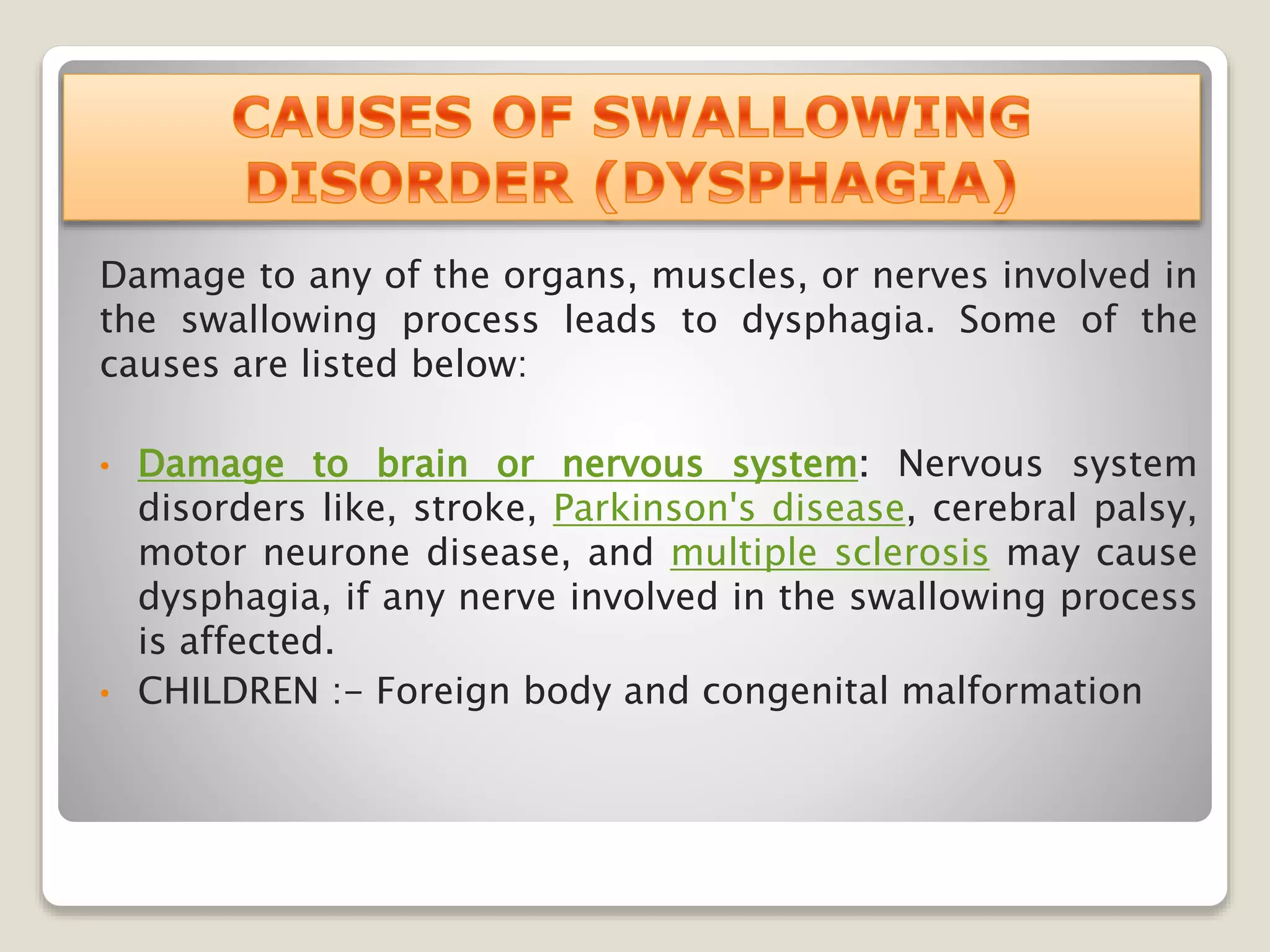 Swallowing disorder (dysphagia) in children- Causes, Symptoms ...