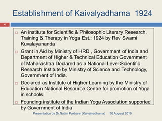 Swami Kuvalyananda ji-The Great Yogi & Scientist | PPSX