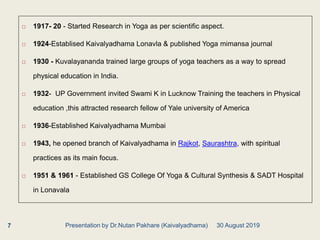 Swami Kuvalyananda ji-The Great Yogi & Scientist | PPSX