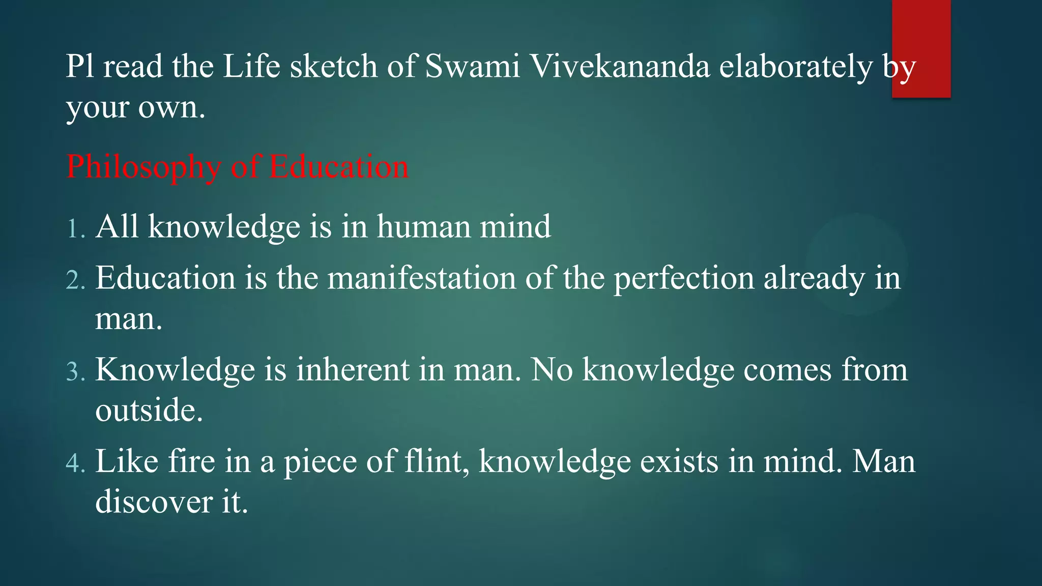educational philosophy of Swami Vivekananda | PDF
