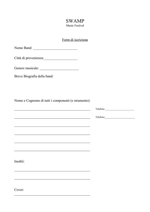Swamp form iscrizione | PDF