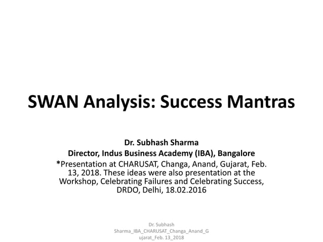 Swan Analysis: Success Mantras | PPT