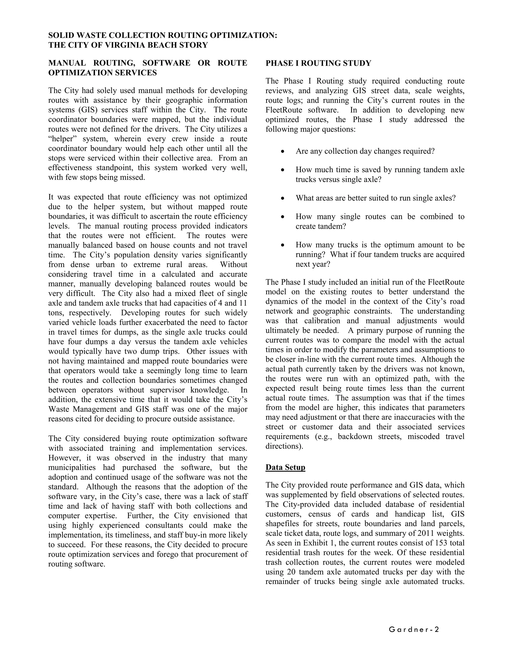 Solid waste collection routing optimization: The city of Virginia beach ...