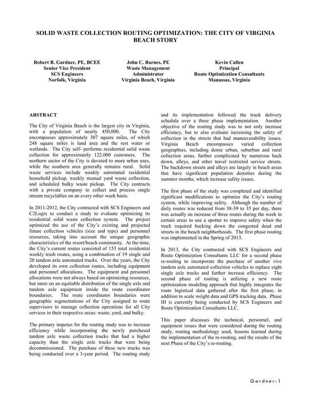 Solid waste collection routing optimization: The city of Virginia beach ...