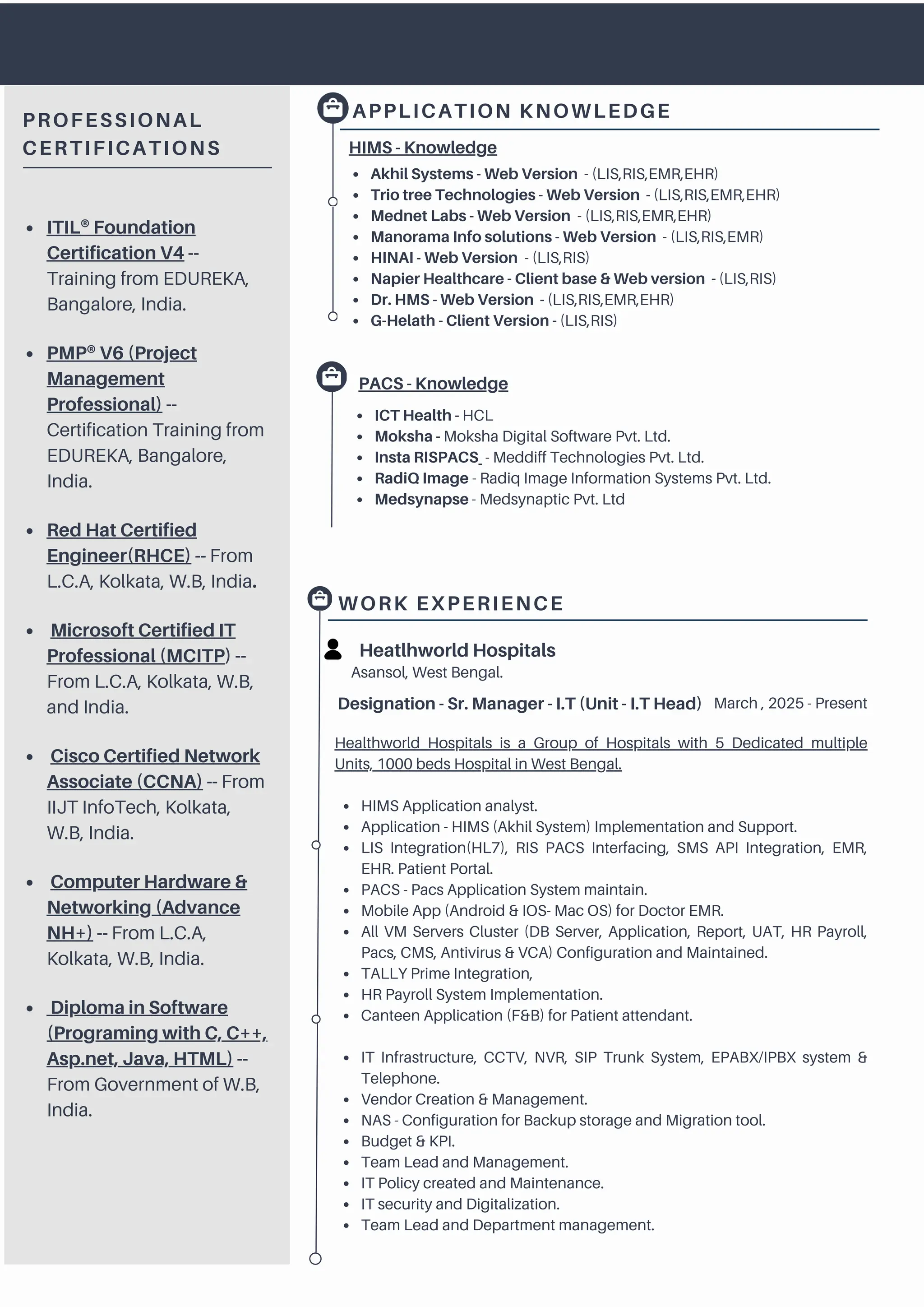 Swapan-IT CV. Healthcare Software and Network Infrastructure. | PDF