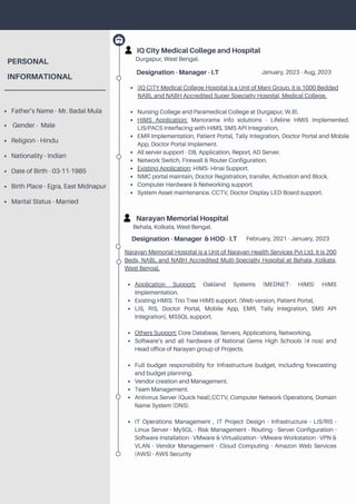Swapan-IT CV. Healthcare Software and Network Infrastructure. | PDF