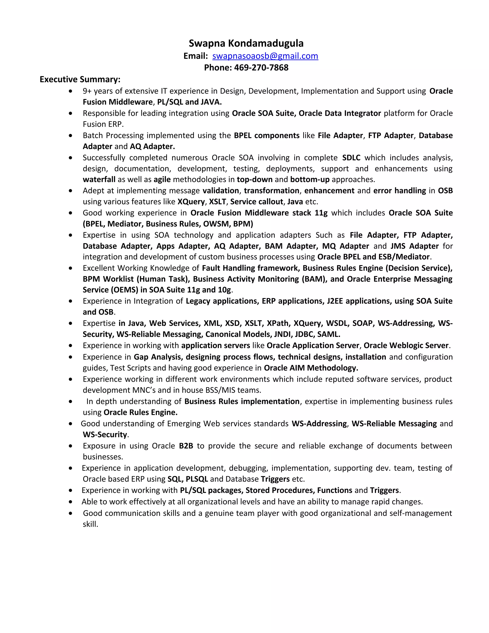 Oracle soa/Fusion developer | DOC | Programming Languages | Computing