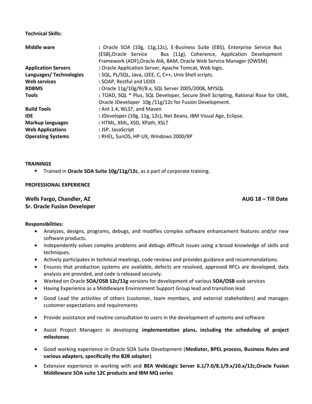 Oracle soa/Fusion developer | DOC | Programming Languages | Computing