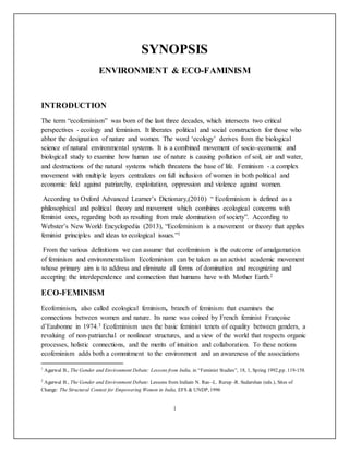 Environment & Eco-Feminism | DOCX | Biological Sciences | Science
