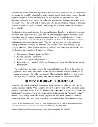 Environment & Eco-Feminism | DOCX | Biological Sciences | Science