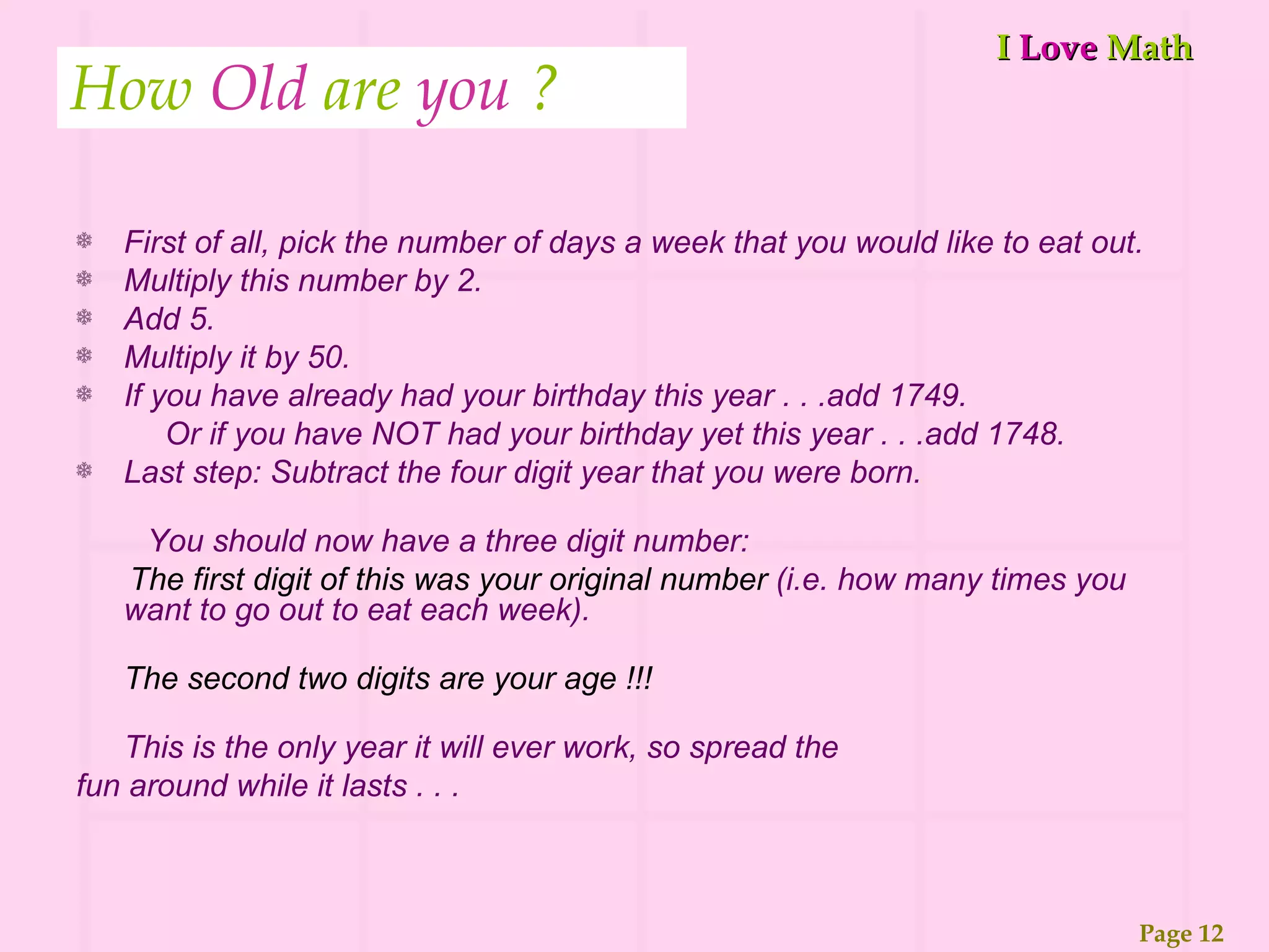 Math 'e' Magic | PPT | Games and Puzzles | Hobbies & Interests