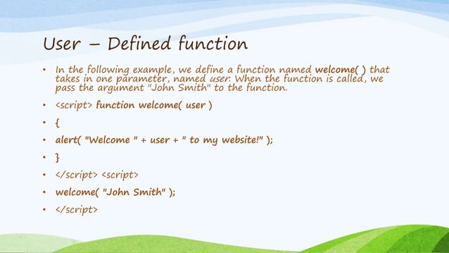 predefined and user defined functions | PPTX | Web Development | Internet