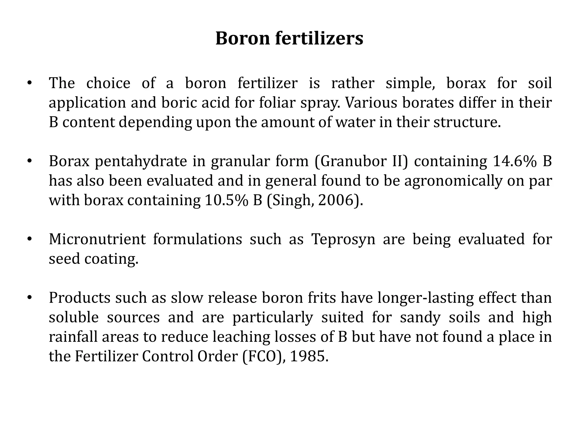 Importance and use of micro-nutrient 'Boron' in vegetable crops | PPTX
