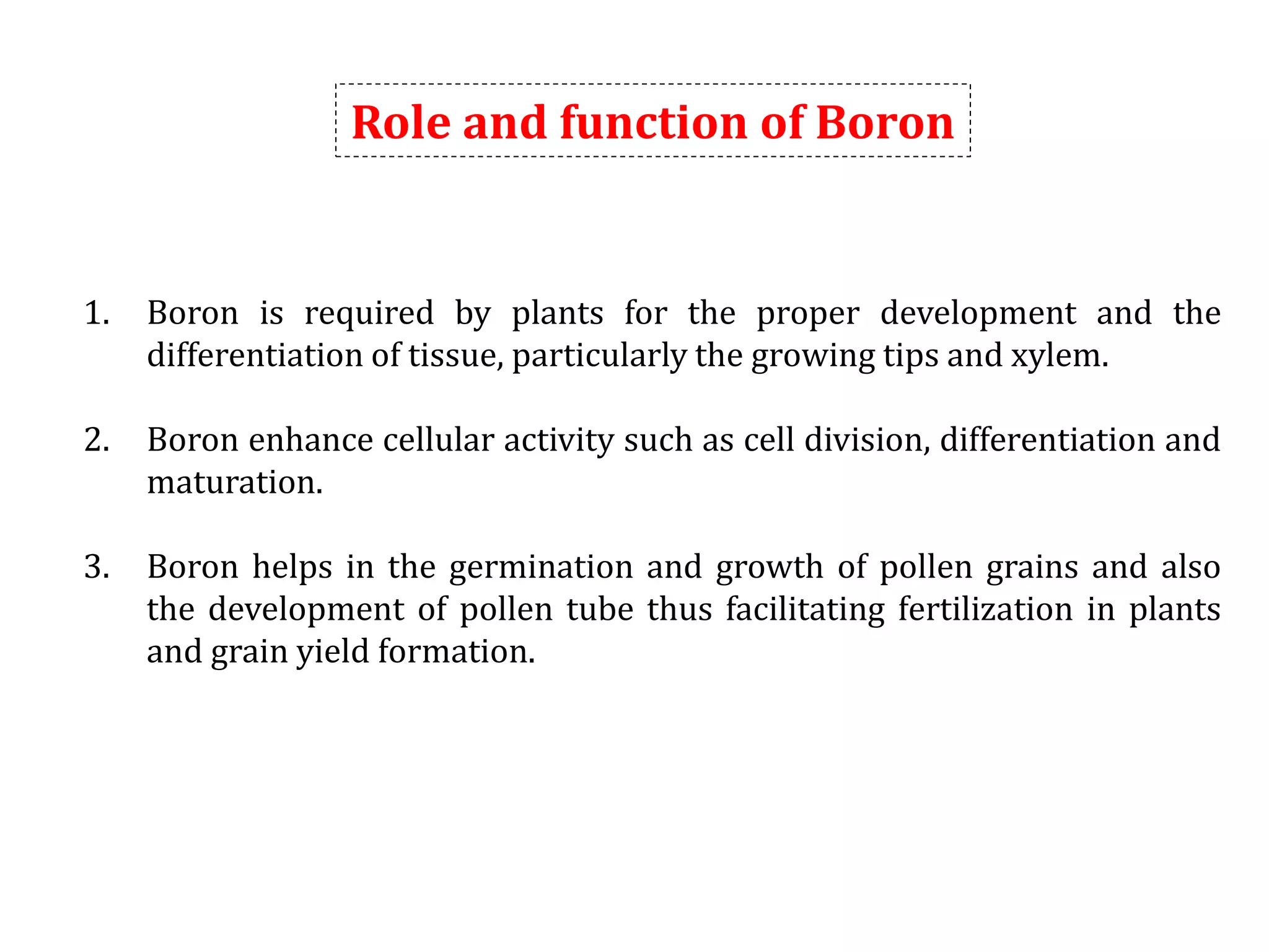 Importance and use of micro-nutrient 'Boron' in vegetable crops | PPTX
