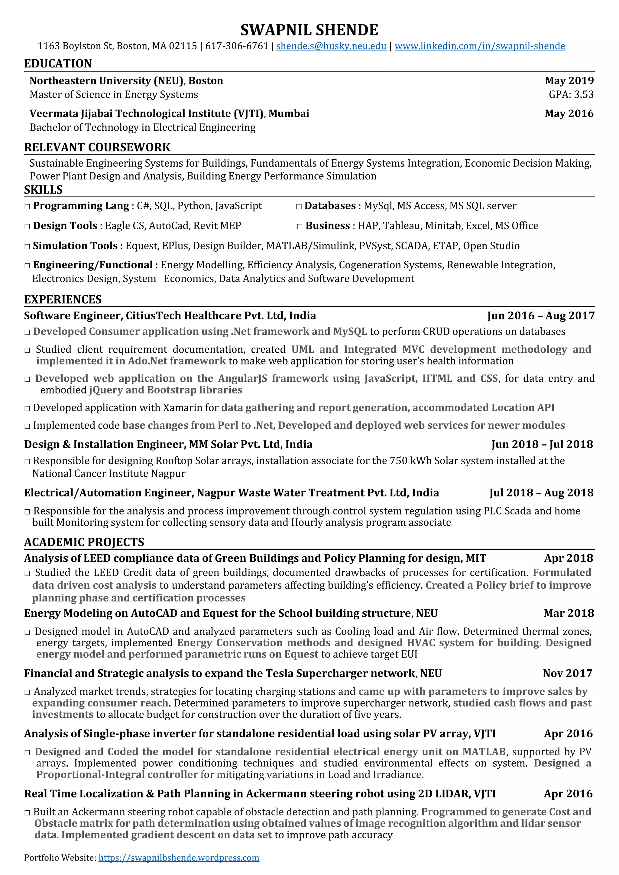 Swapnil shende resume-1a | PDF