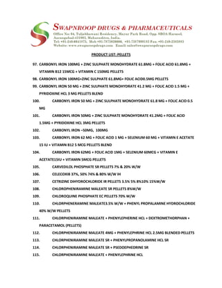 INTERMEDIATES API PELLETS , HERBAL EXTRACTS AND FORMULATIONS | PDF