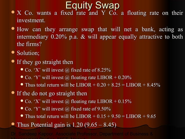 Interest Rate Swaps, Currency Swaps & Equity Swaps | PPT