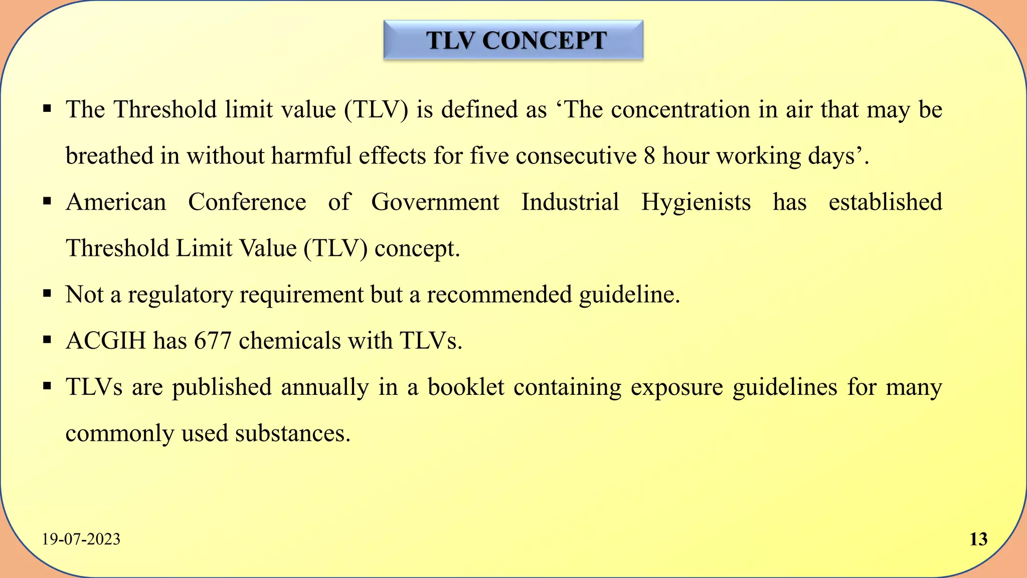 Management of over-Exposure to chemicals and TLV concept | PPTX