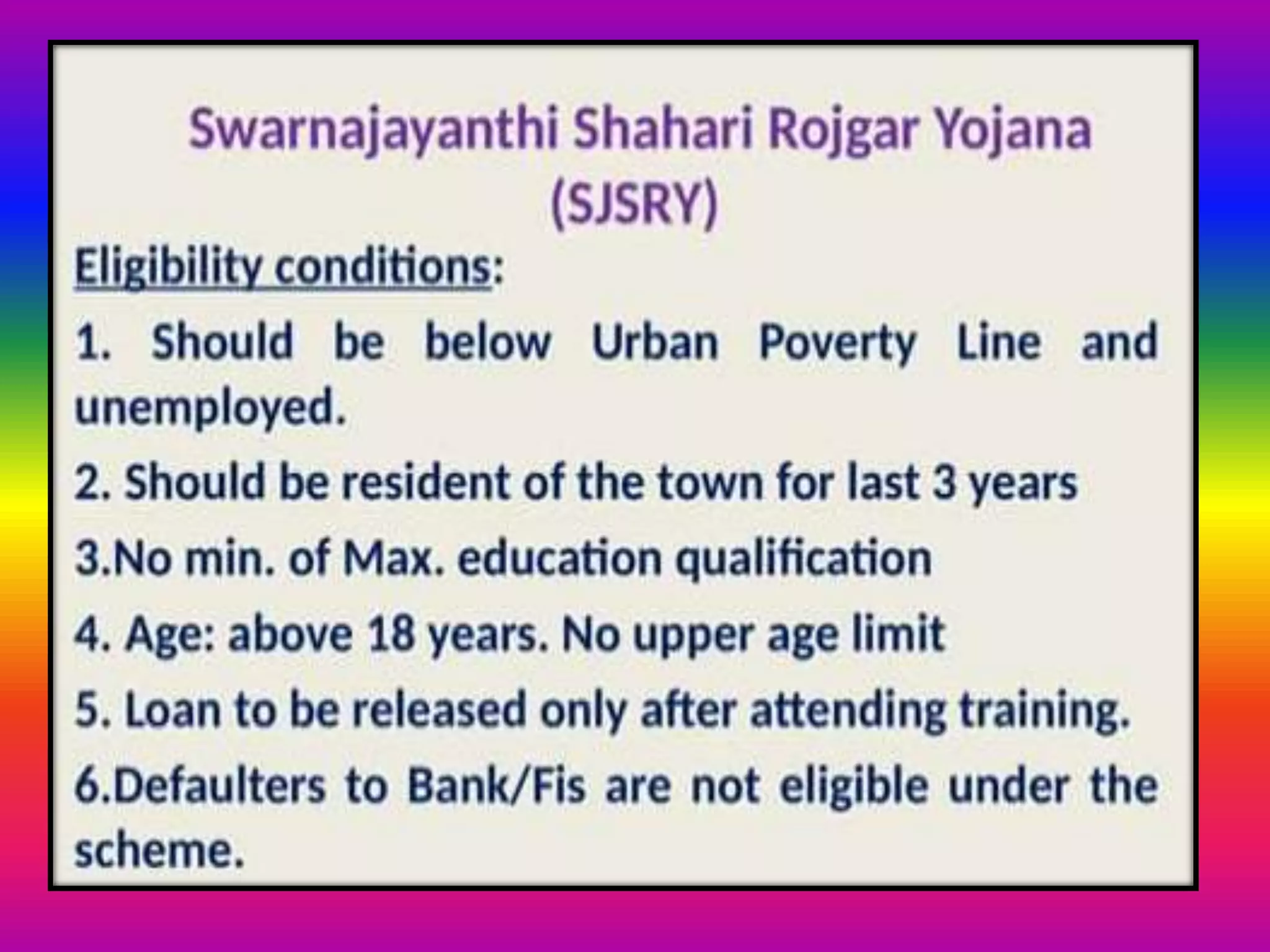 Swarnajayanthi shahari rojar yojana | PPTX