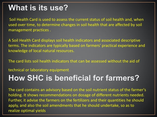 soil health card and its uses | PPTX | Agriculture | Industries