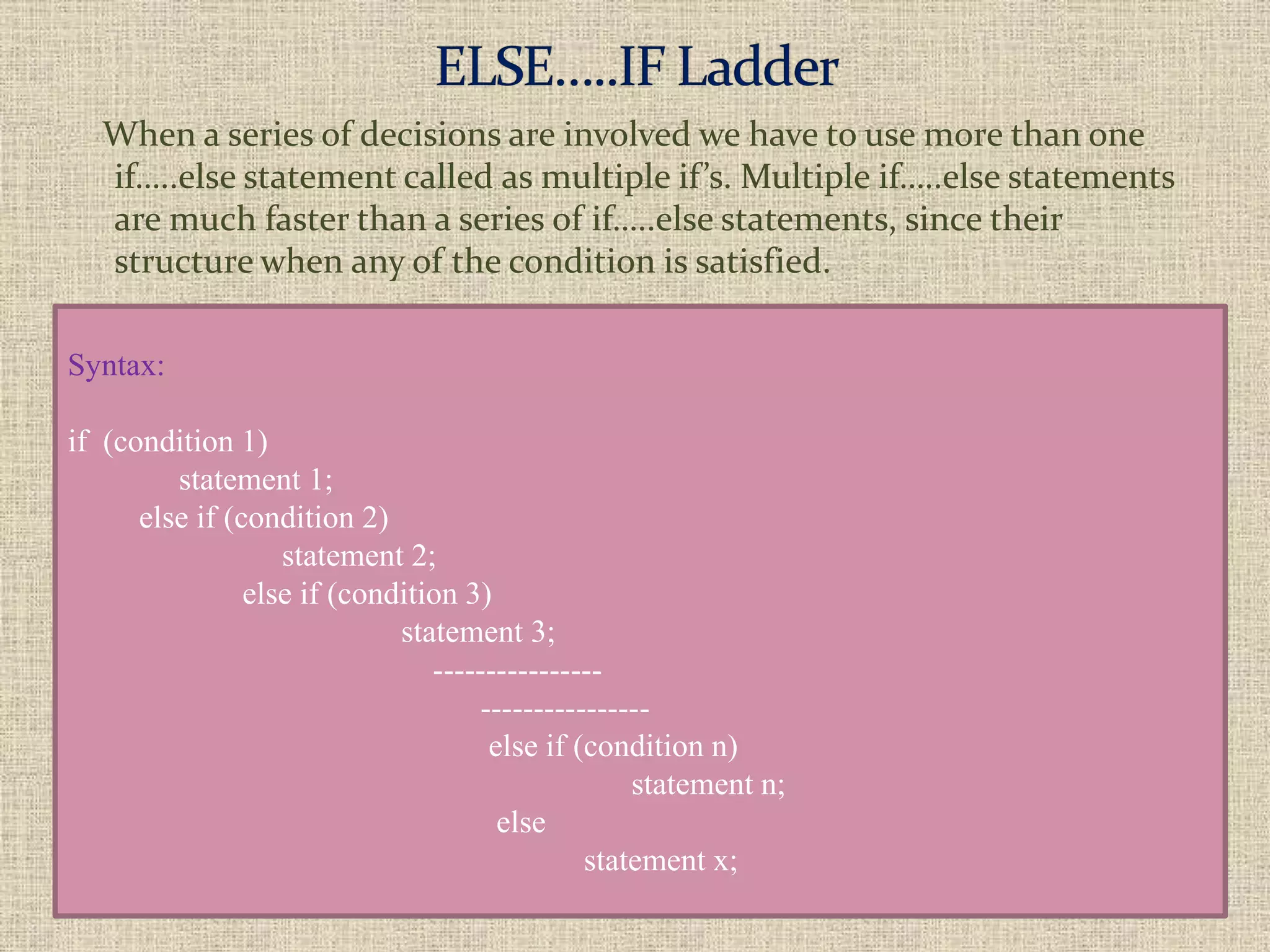 Decision Making Statement in C ppt | PPTX